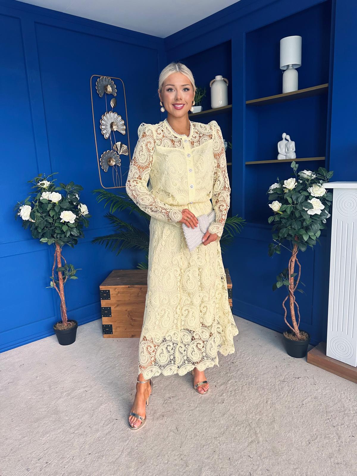 Sienna Crochet Skirt & Cardi Set Yellow PRE ORDER Arriving 16 Jan ...