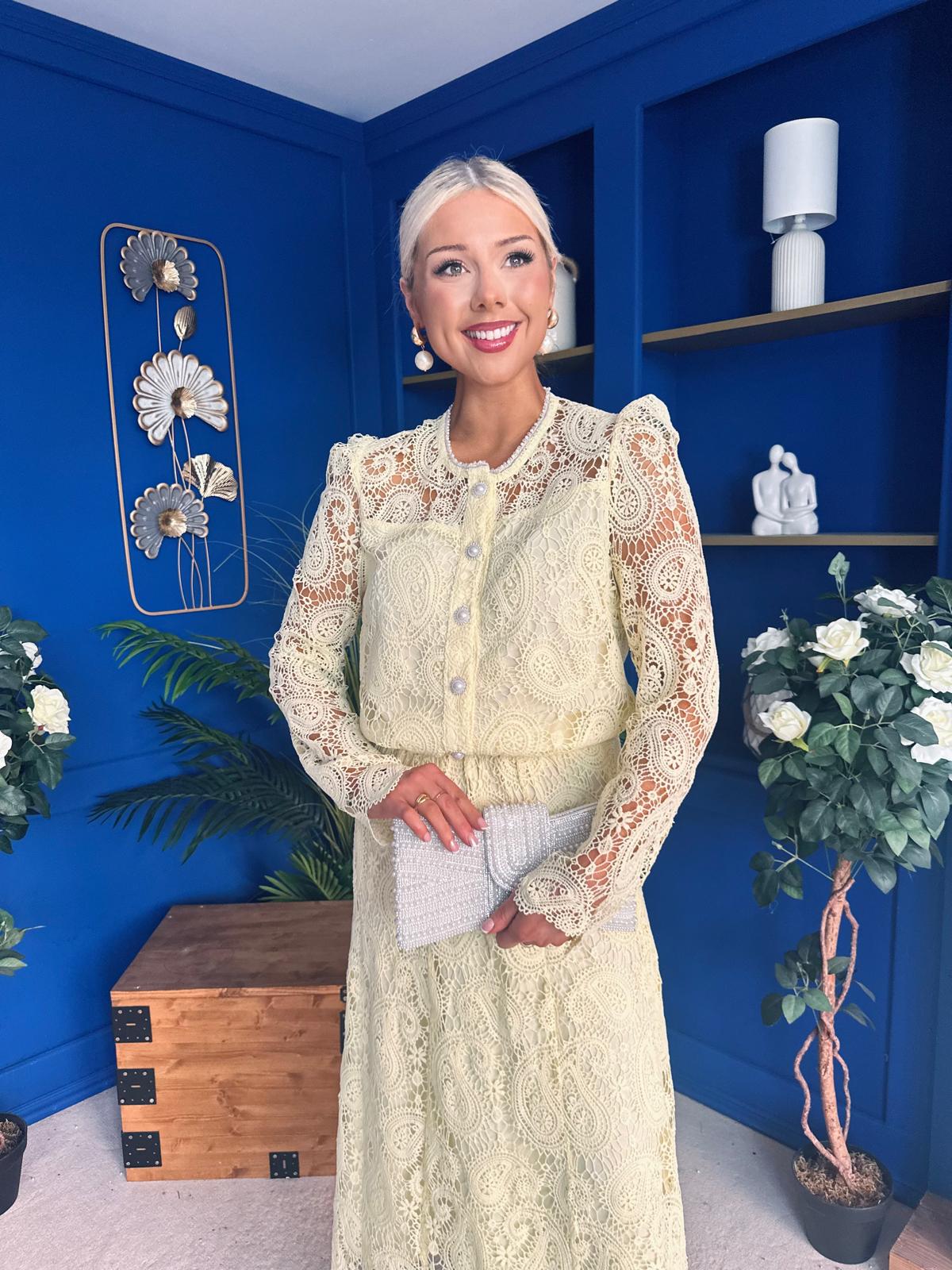 Sienna Crochet Skirt & Cardi Set Yellow PRE ORDER Arriving 16 Jan ...